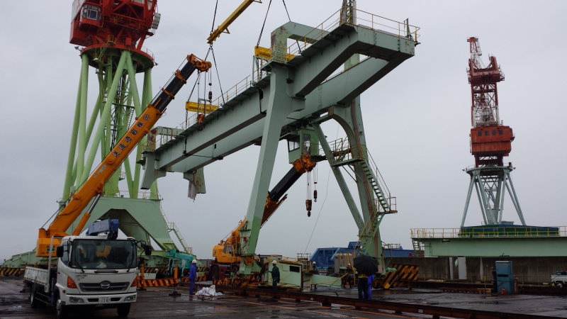 The gate type crane assembly
